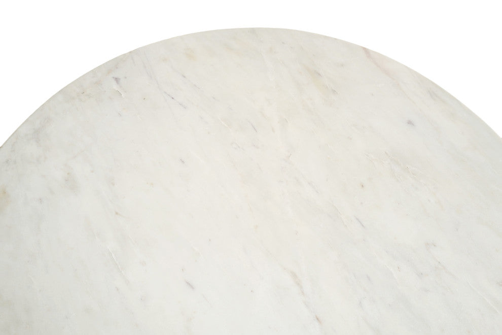 White Marble & Iron Stripe Base Entry Table