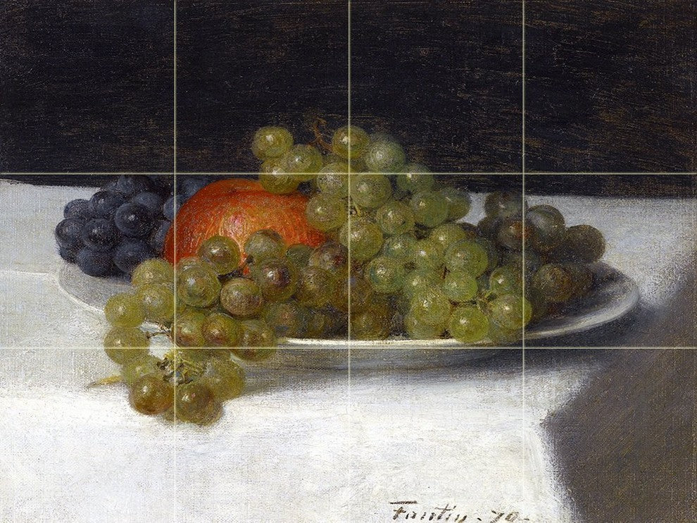 Tile Mural, Apples and Grapes Backsplash Marble Matte