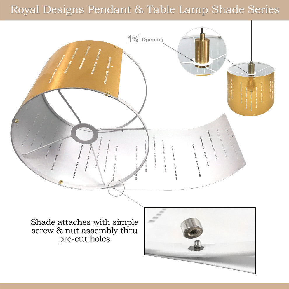 Royal Designs DIY Metallic Stencil Design Shallow Drum Hardback Lamp S