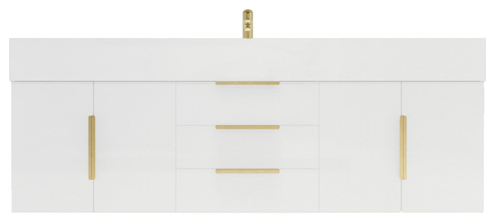 Madison 60" Wall Mounted Single Sink Vanity with Reinforced Acrylic Si