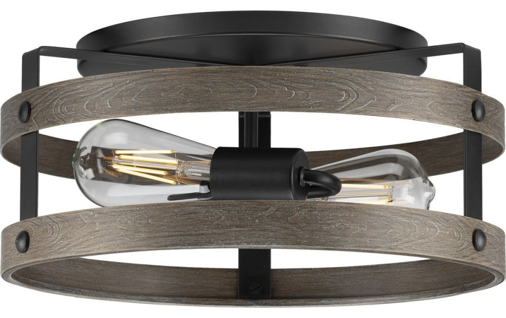 Gulliver 2-Light Weathered Gray Farmhouse Flush Mount Ceiling Light