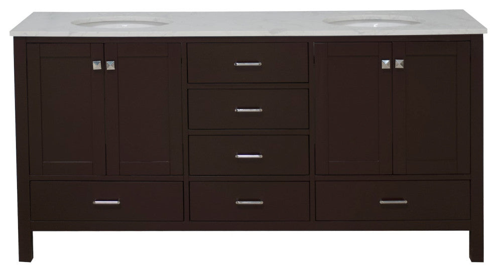 Horizon 72" Double Bathroom Vanity, Chocolate, Engineered Carrara