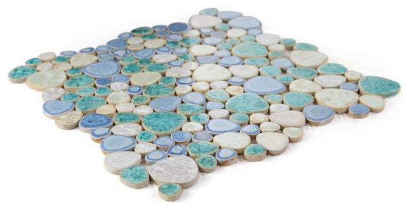 Mosaic Porcelain Tile Mancala Pebble Series - Sea Pebble - Floor Wall
