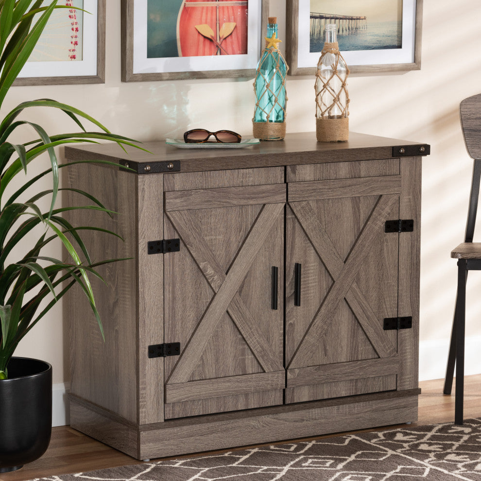 Ulrich Modern Contemporary Farmhouse Oak Brown Wood 2-Door Shoe Storag