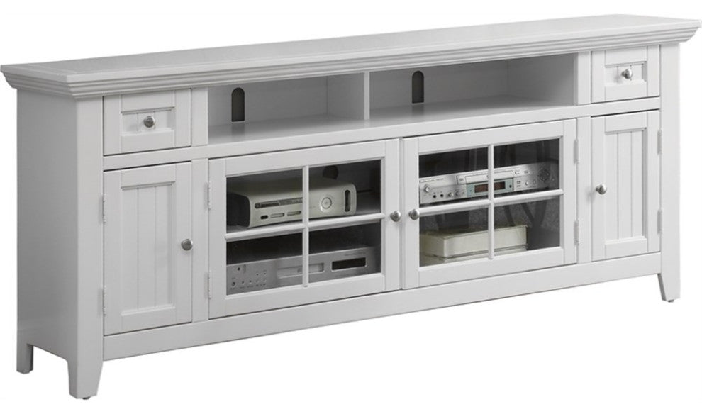 Bowery Hill Traditional 72" Wide Wood Tv Console In White Finish