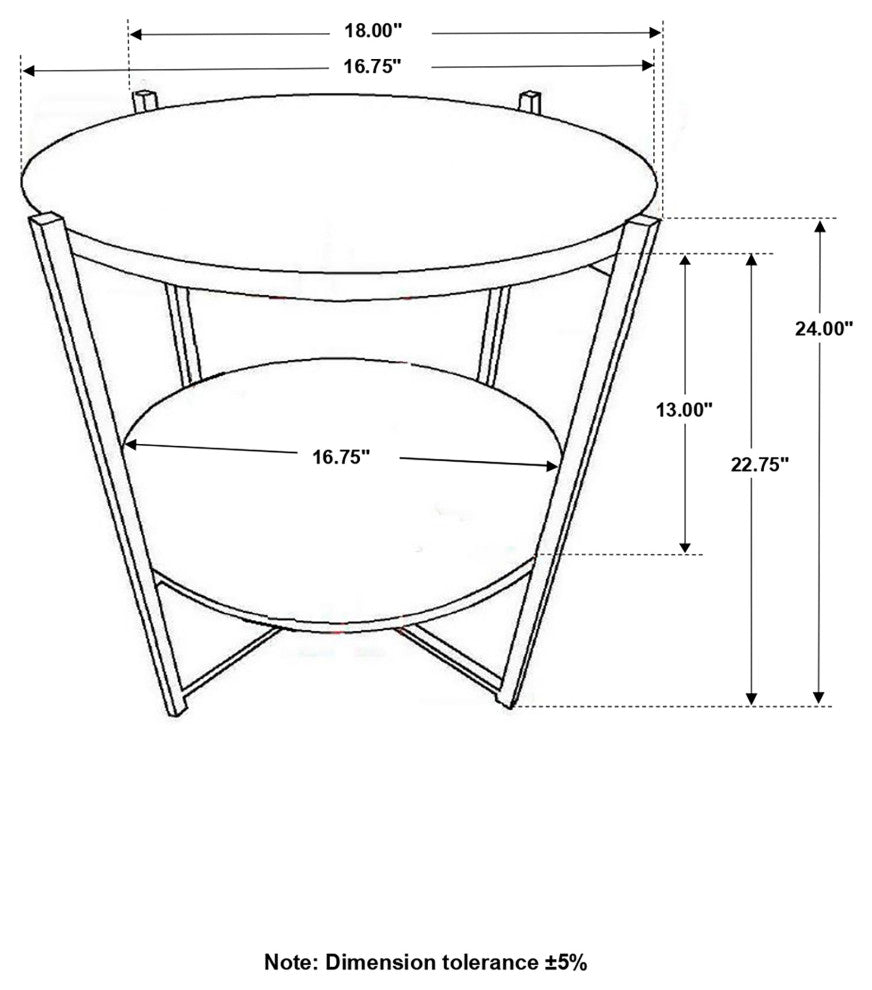 Axel Round Accent Table With Open Shelf Natural and Gunmetal