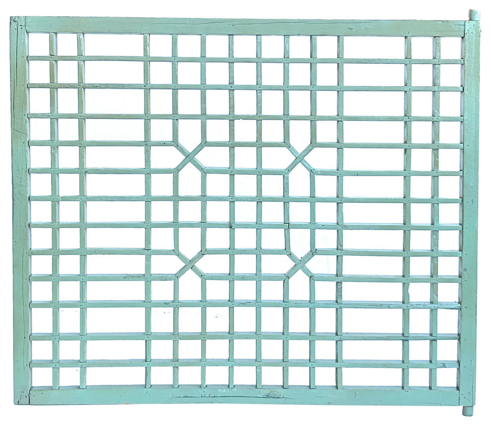 Vintage Rustic Pastel Light Green Grid Geometric Wood Wall Panel