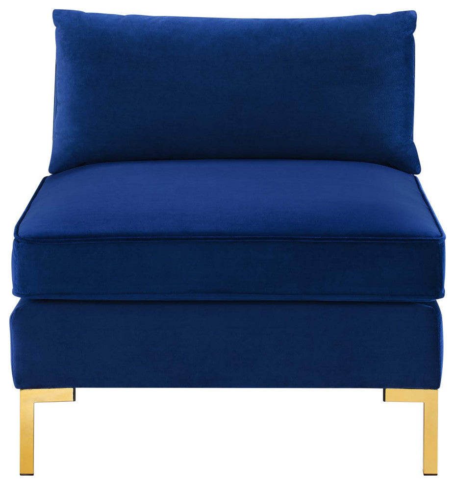 Sofa Middle Chair, Velvet, Blue Navy, Modern, Living Lounge Hotel Hosp