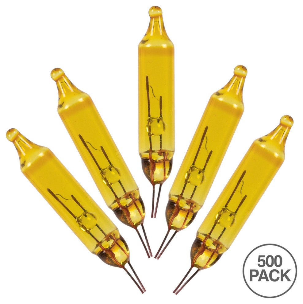 Vickerman W3V1257 Yellow Glass Incandescent Mini Bulb With Pinched Bas