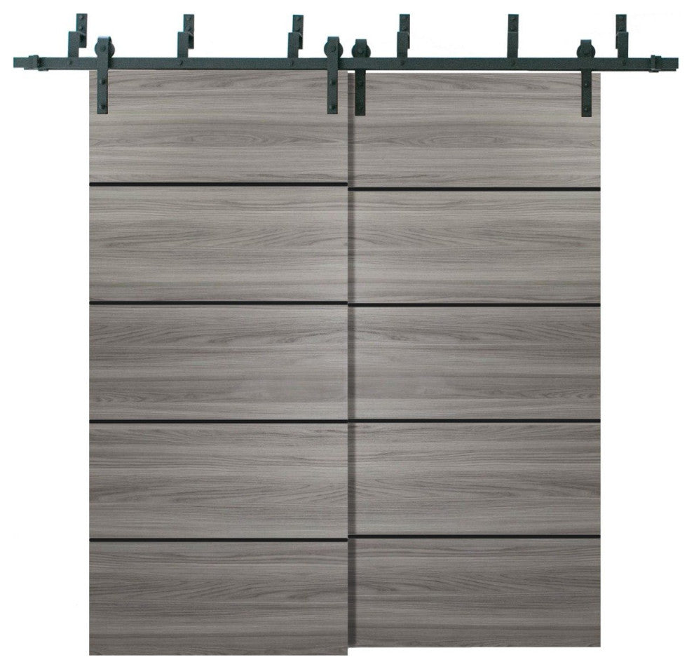 Barn Bypass Doors 48 x 96 | Planum 0015 Ginger Ash with | Sturdy 6.6ft