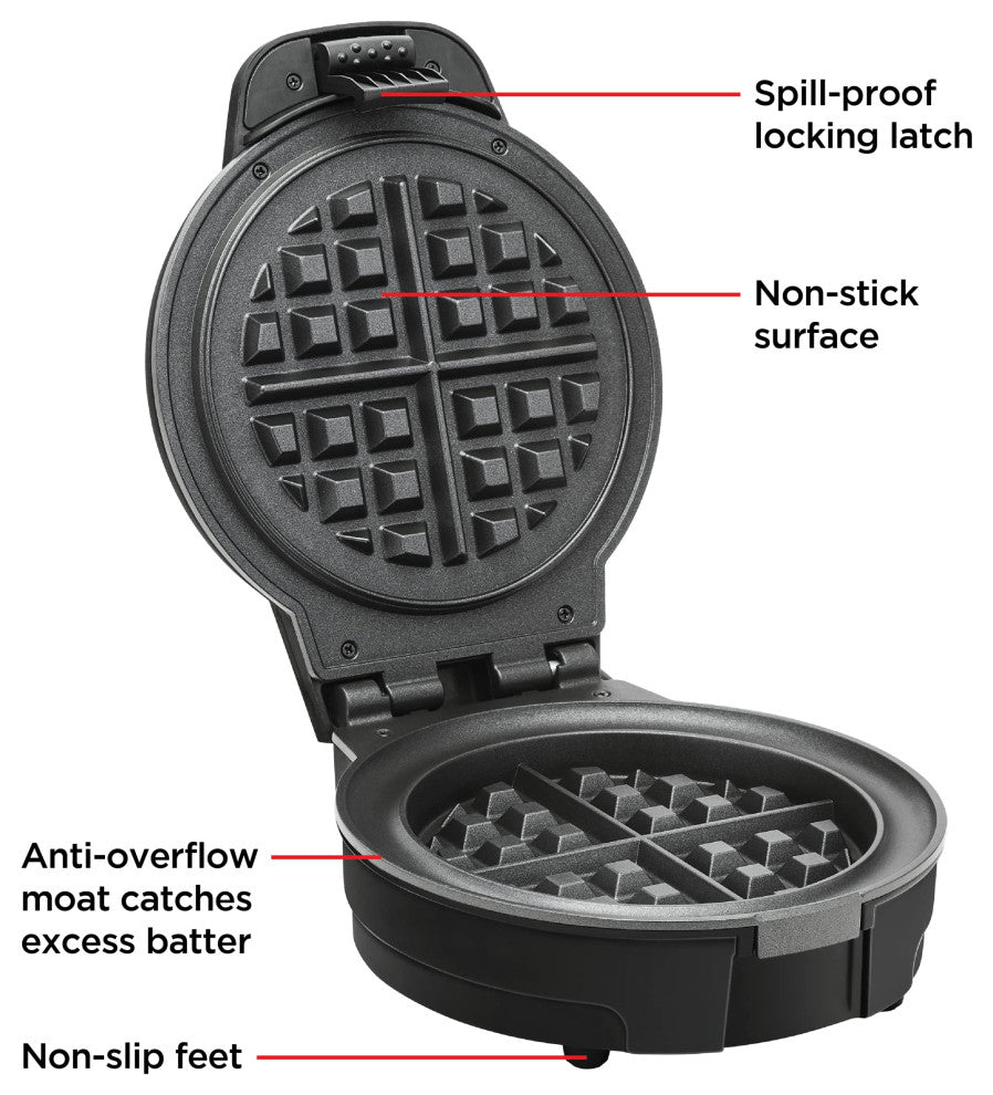 Anti-Overflow Belgian Waffle Maker w/Shade Selector, Temperature Contr