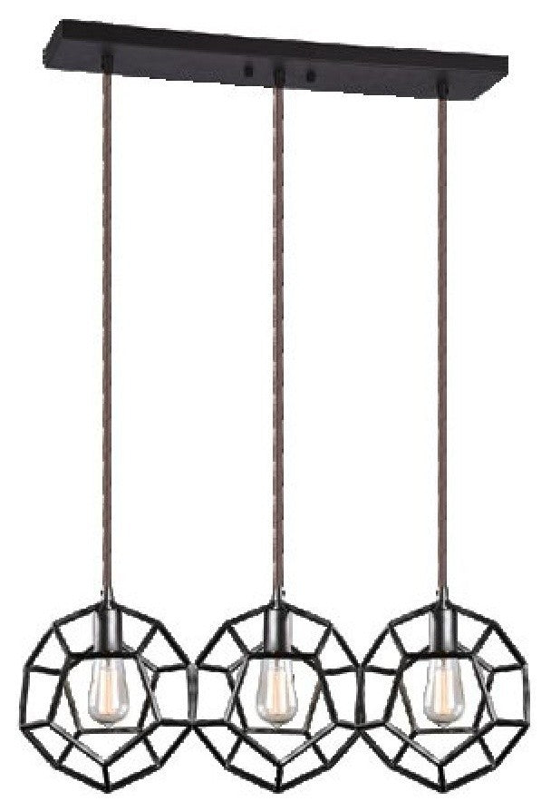 Matteo Lighting Geometry Series Traditional Pendant, Black Finish
