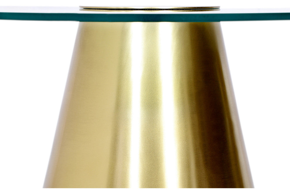Glassimo Glass Top Coffee Table, Brushed Gold Finish