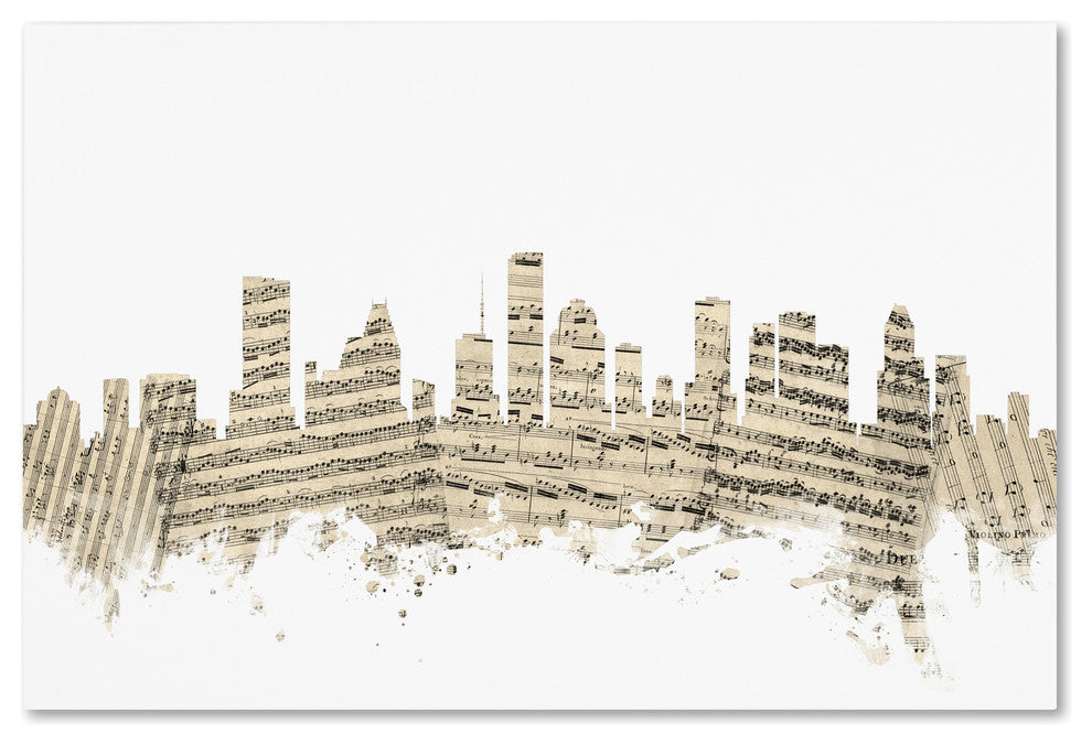 'Houston, Texas Skyline Sheet Music' Canvas Art by Michael Tompsett