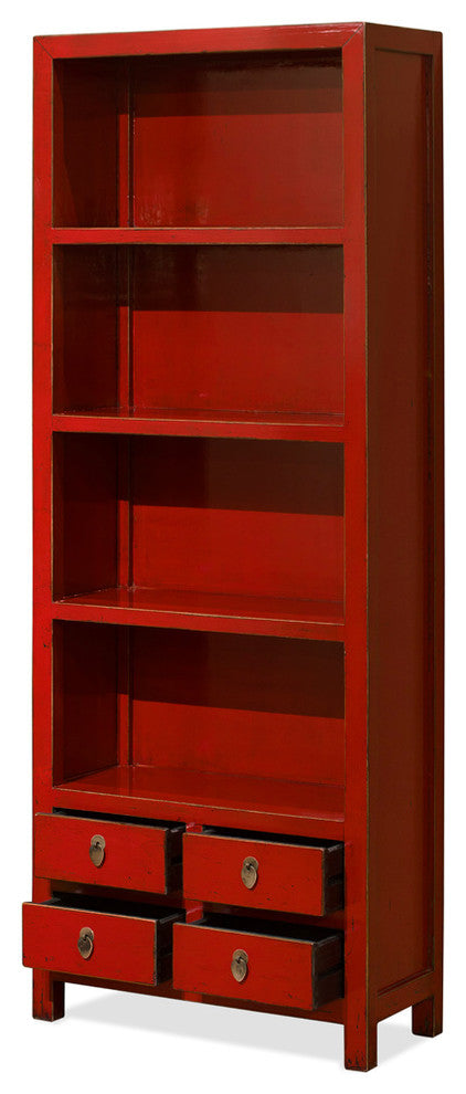 Elmwood Chinese Zen Bookcase Red