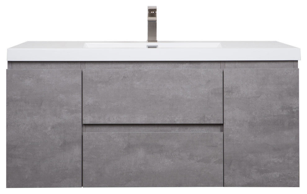 ConceptBaths 48" Angela Wall Mounted Modern Single Vanity, Cement Gray