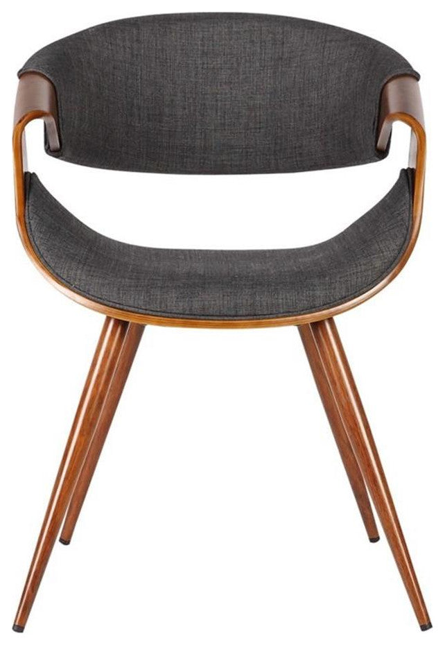 Armen Living Butterfly Modern Fabric Dining Chair in Walnut and Charco