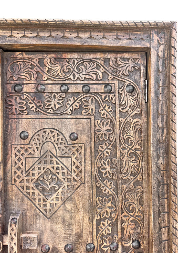Consigned Vintage Raja Carved Wood Door