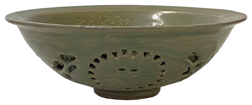 Chinese Ding Ware Celadon Glaze Pattern Ceramic Bowl Cup Display Hws32