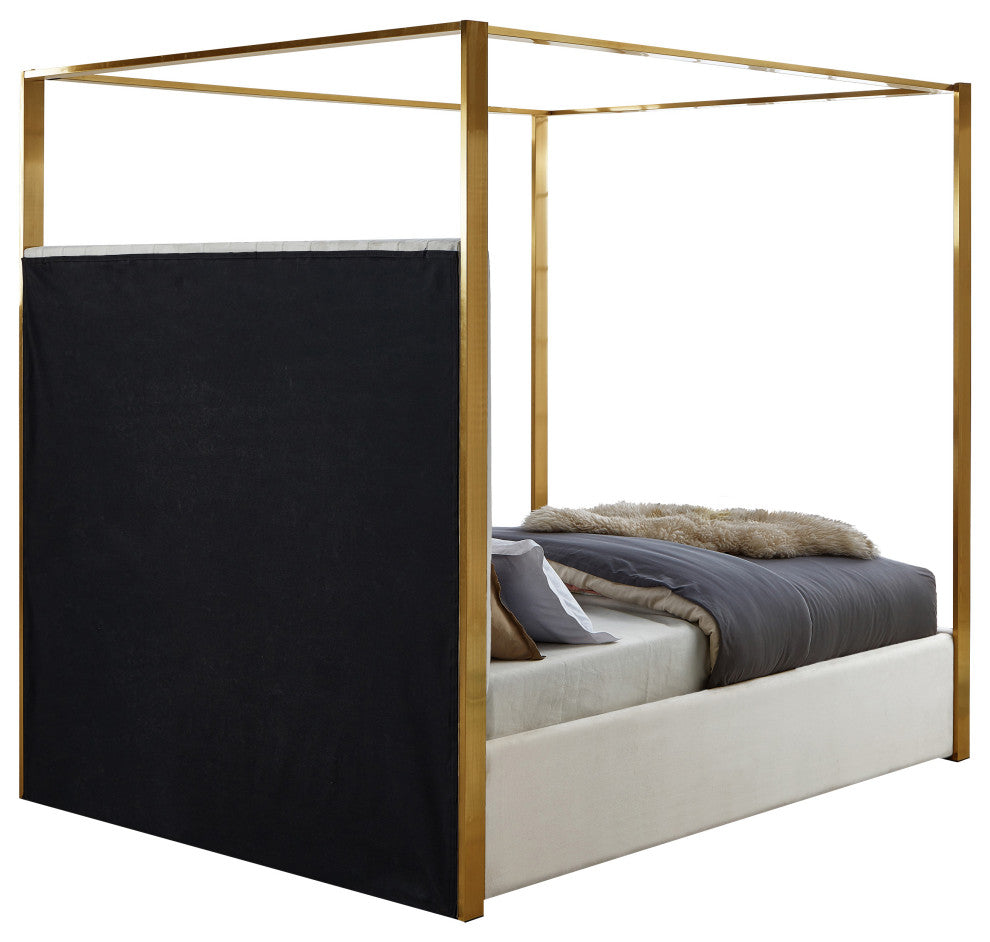 Jones Upholstered Bed, Cream, Queen, Velvet