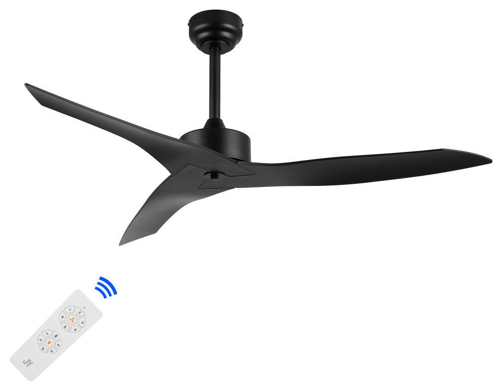 Aldrin 50" Modern Iron/Plastic App6-Speed Razor Ceiling Fan, Black