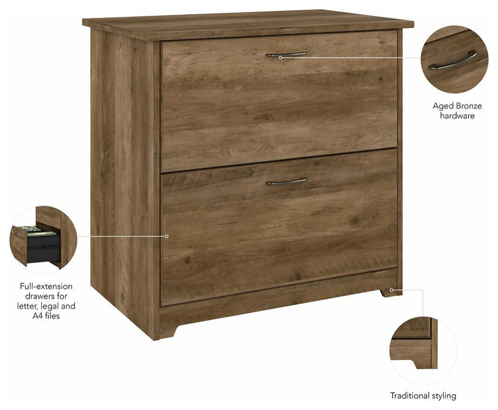 Bush Furniture Cabot 2 Drawer Lateral File Cabinet, Reclaimed Pine