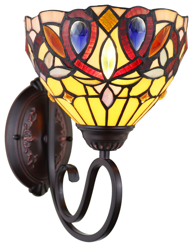 Serenity Victorian Tiffany-Style 1 Light Wall Sconce 8" Wide