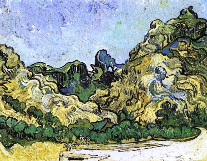 Vincent Van Gogh Mountains At Saint-remy With Dark Cottage Wall Decal
