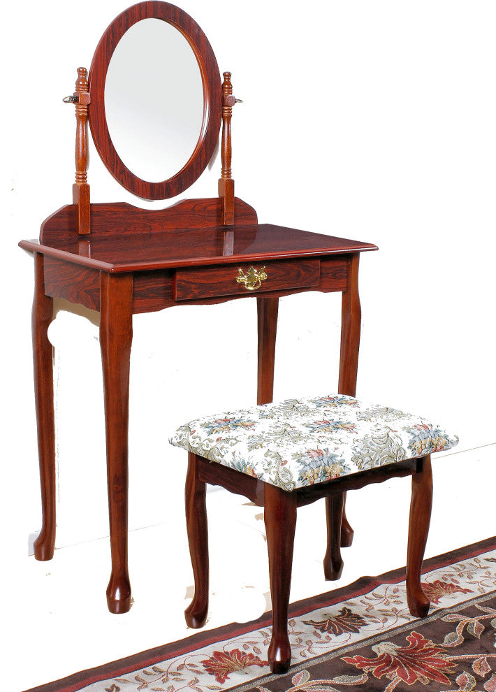 29" X 18" X 49" Cherry Queen Anne Vanity Set