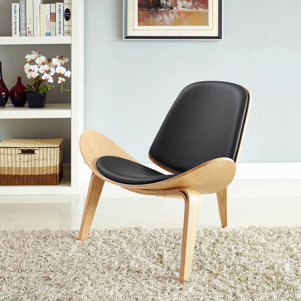 Modern Contemporary Lounge Chair Oak Wood