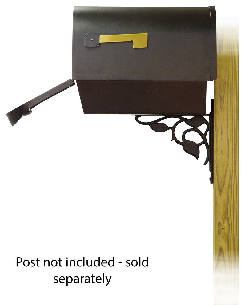 Classic Mailbox With Newspaper Tube & Floral Front Mailbox Mounting Br