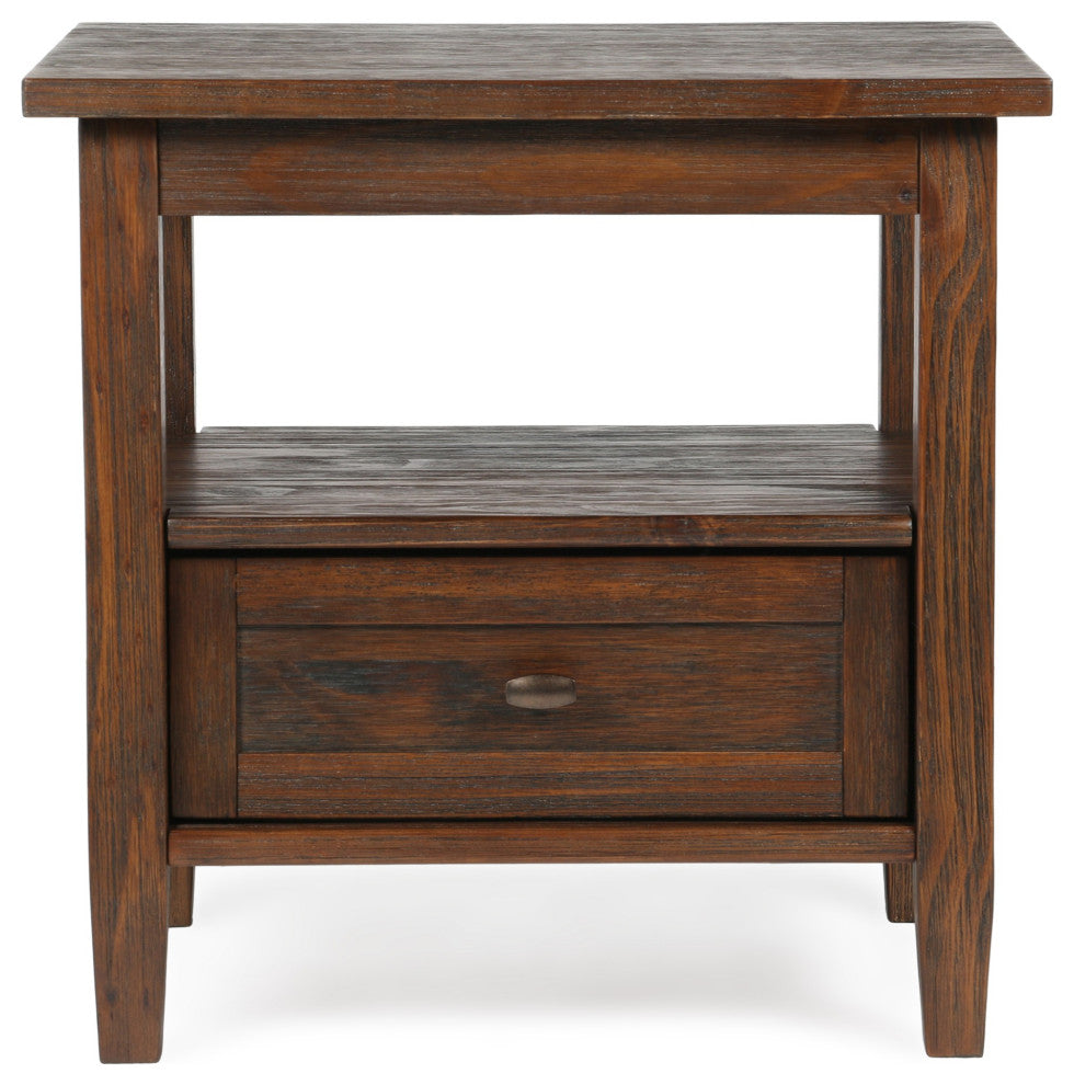 Warm Shaker Solid Wood 20" Wide Rectangle End Table In Distressed Char