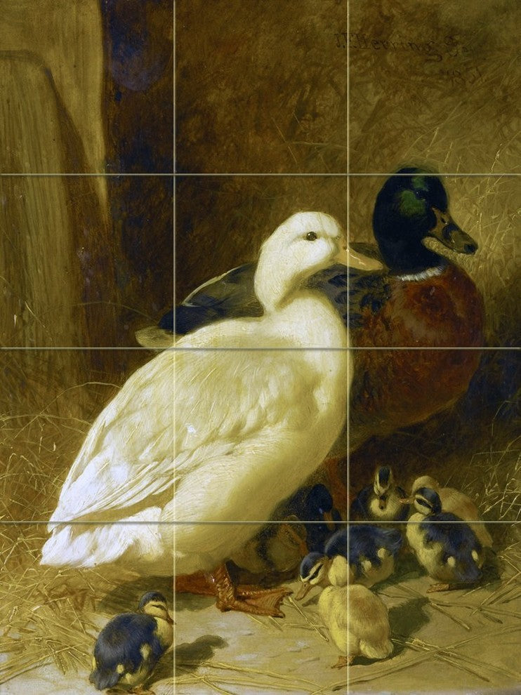 Tile Mural Ducks And Ducklings Kitchen Bathroom Wall Backsplash, Marbl