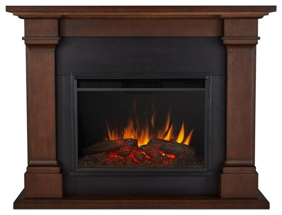 Real Flame Callaway 63" Wood Grand Electric Fireplace in Chestnut Oak