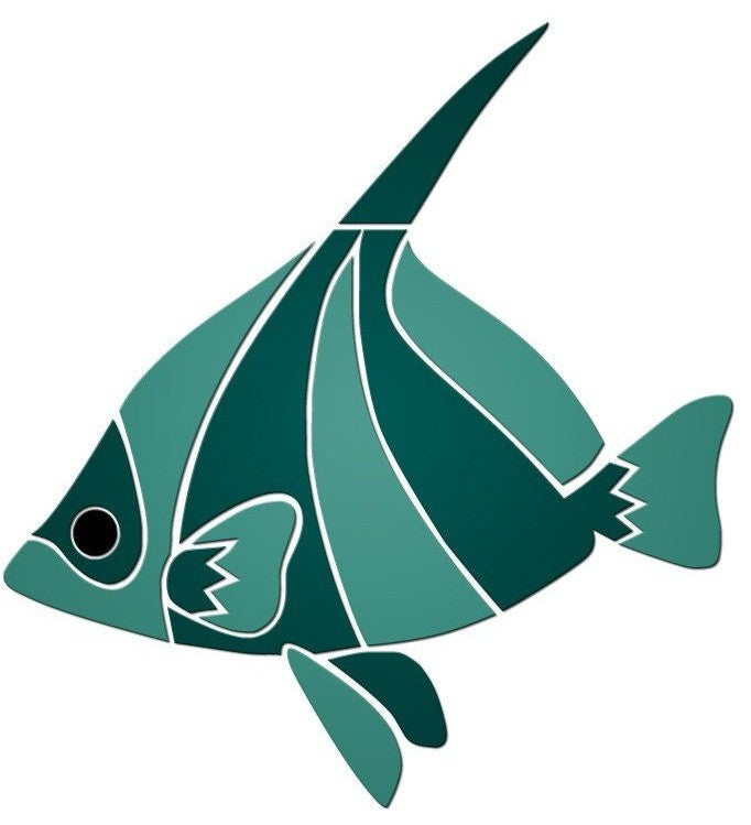 Angel Fish Ceramic Swimming Pool Mosaic 10"x10" Teal