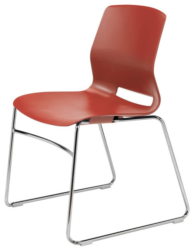Olio Designs Lola Plastic Sled Base Stackable Chair in Peri Red