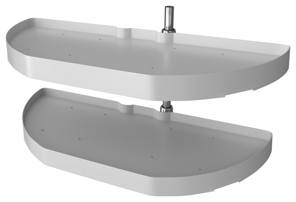 Pivot Out Half Moon 2-shelf Organizer For Blind Corner Cabinets White