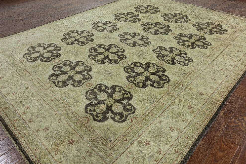 New Unique Brown Pakistani Chobi Peshawar 9x12 Hand Knotted Wool Area