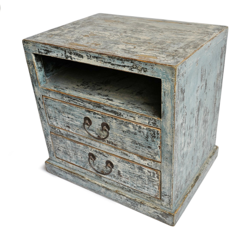 Blue Distressed Bedside Table
