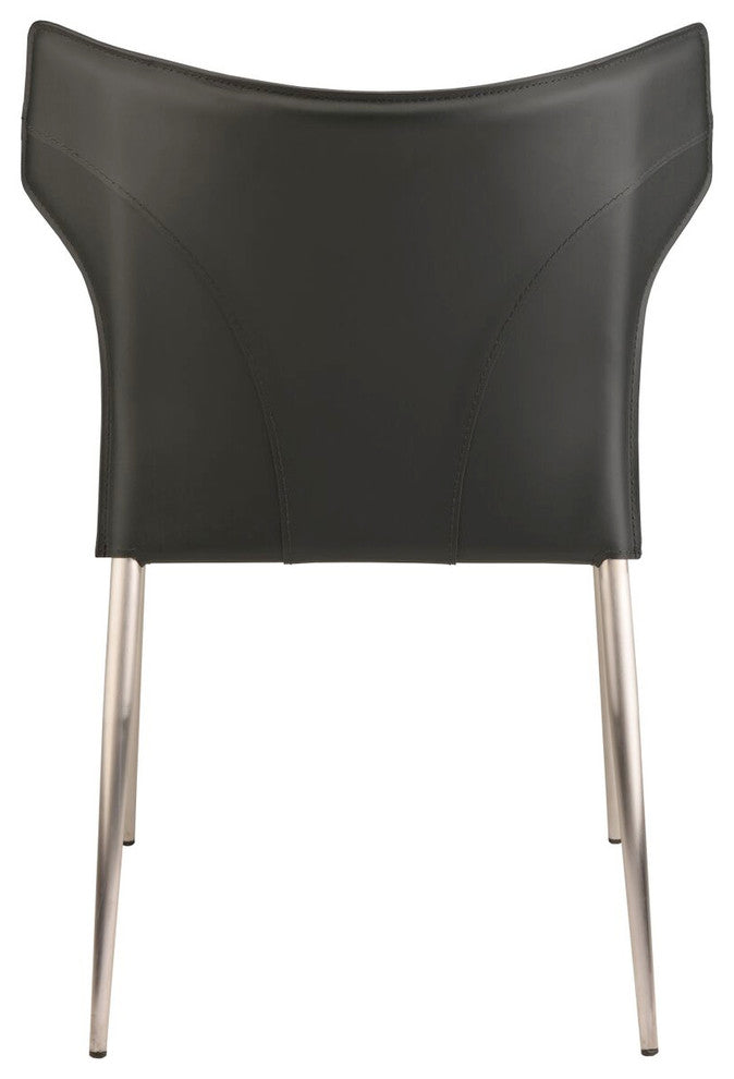 Wayne Dining Chair, Armless Side Chair, Leather Dining Chair, Brushed