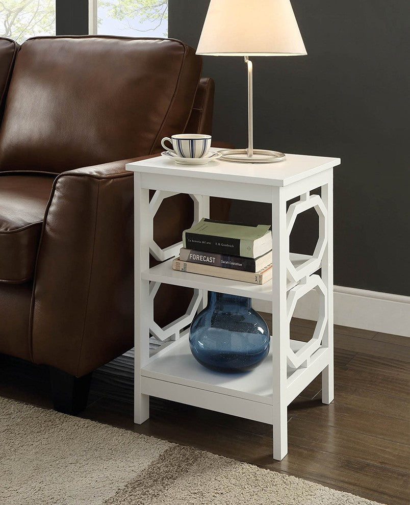 Transitional style End Table With plenty space, White