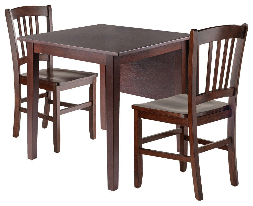 Perrone 3-Piece Drop Leaf Dining Table Set With Slat Back Chairs