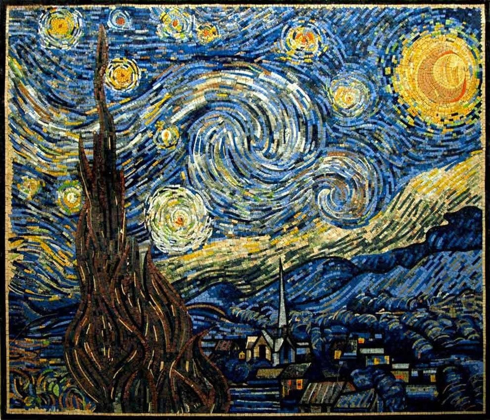 Vincent Van Gogh -starry Night Reproduction Mosaic 94"x118"