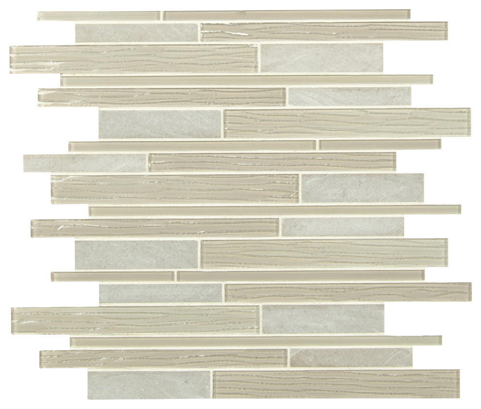 MSI SMOT-SGLSIL-SNOCAP4MM 12" x 13" Linear Mosaic Wall Tile - - Snowca