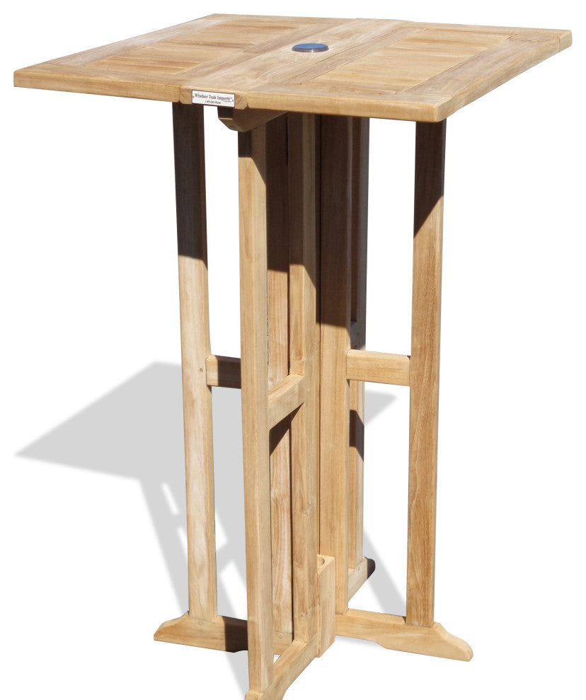 Grade A Teak 27" Square Folding Bar Table With 2-Folding Bar Chairs