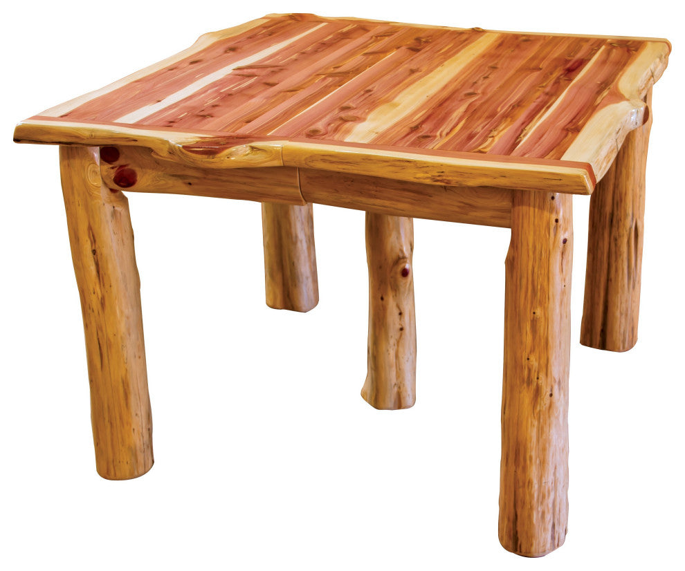 Red Cedar Log Extension Dining Table, 4-Leaf 42" X 90"