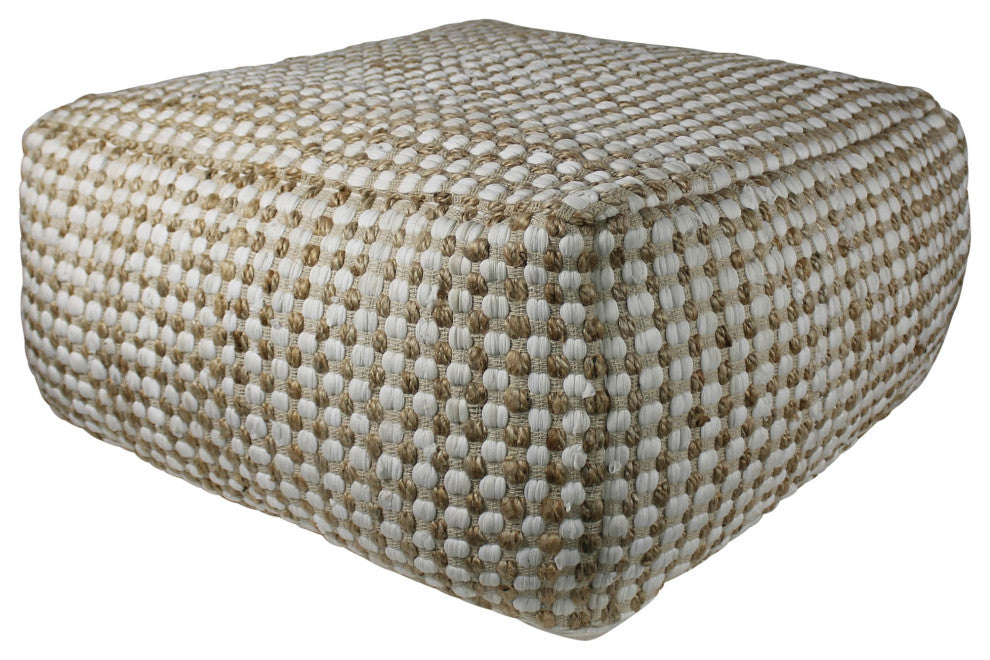 Natural Hemp Dotted Rectangle Pouf