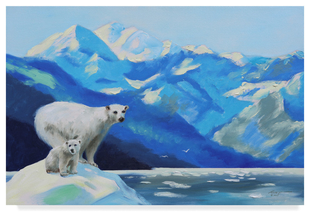 D Rusty Rust 'Two Polar Bears' Canvas Art, 19"x12"