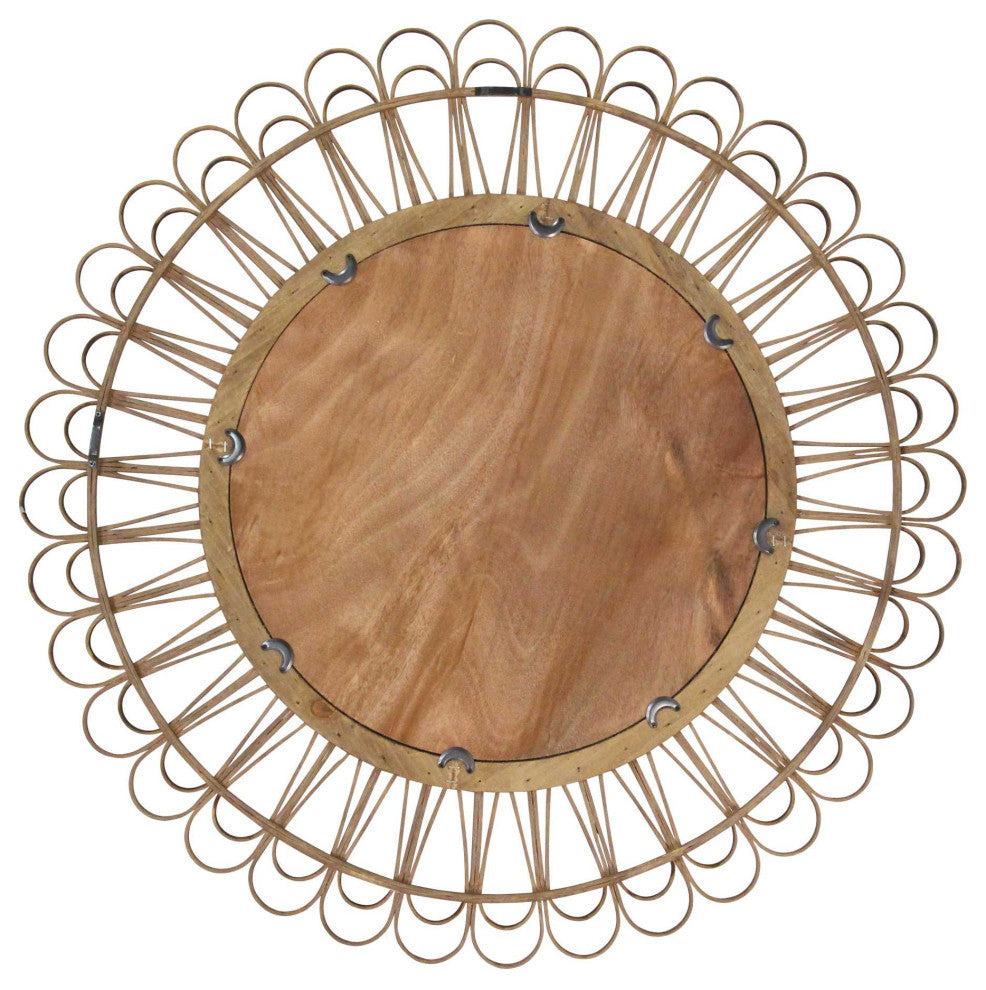 HomeRoots 34" Bamboo Tulum Rattan Wall Mirror
