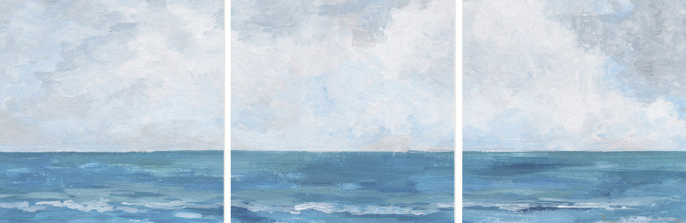 Happy by the Sea Triptych, Set of 3, 12x12 Panels